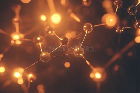 Fascinating Close Up Of Glowing Molecules Interconnected In A Complex Network During A