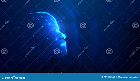 искусственный интеллект Ai человеческая голова с цифровой обработкой мозга футуристическая