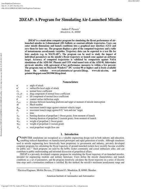 A Program For Simulating Air Launched Missiles Pdf Drag Physics Mach Number