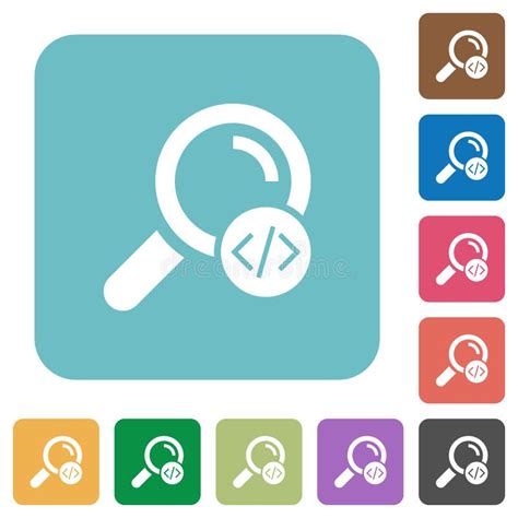 search programming code rounded square flat icons stock vector