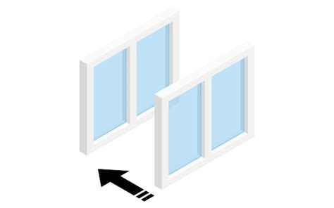 Ventanas De Doble Vidrio Reducción Del Ruido E Ilustración Isométrica