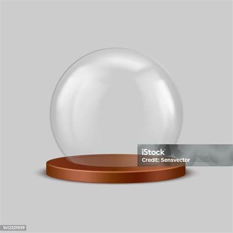 투명한 유리 돔과 3d 사실적인 디자인의 나무 트레이 전시회는 둥근 모양의 구형 케이스 기념품 가벼운 나무 판이있는 원형 볼