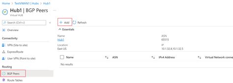 Nva에 대한 Bgp 피어링 구성 Azure Portal Azure Virtual Wan Microsoft Learn