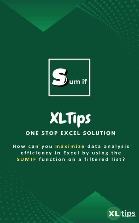 Xl Tips On Linkedin How To Use Sumif On A Filtered List To Boost Data Analysis In Excel