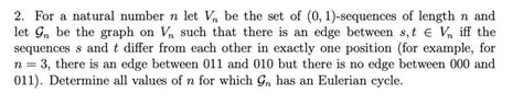 2 For A Natural Number N Let Vn Be The Set Of Chegg Com