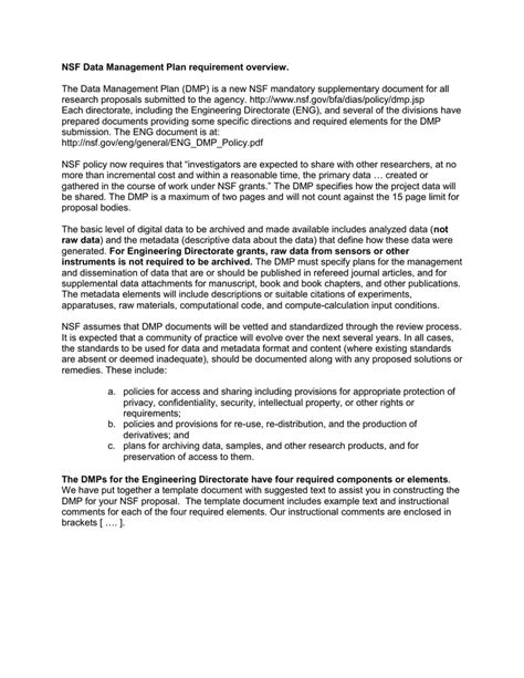 Data Management And Sharing Plan Template