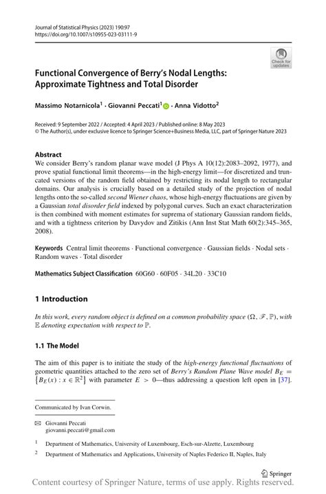 Functional Convergence Of Berrys Nodal Lengths Approximate Tightness And Total Disorder