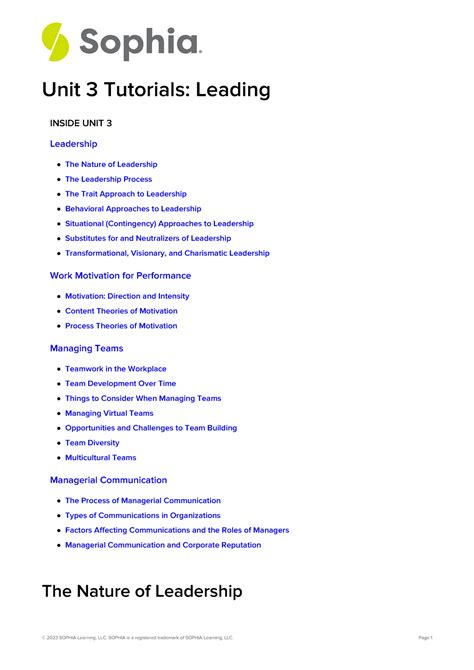 Unit 3 Tutorials Leading Unit 3 Tutorials Leading INSIDE UNIT 3