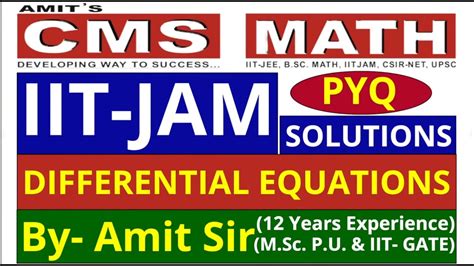 Iit Jam Differential Equations Pyqs Solutions By Amit Sir Part 2