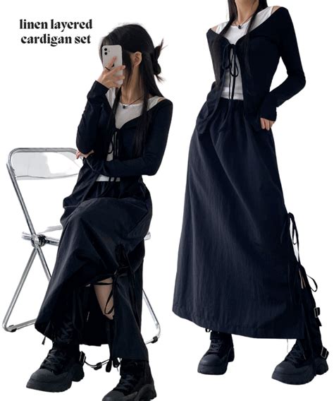 [여리여리 발레코어] 린넨 나시 이중 레이어드 가디건 Set 에이블리