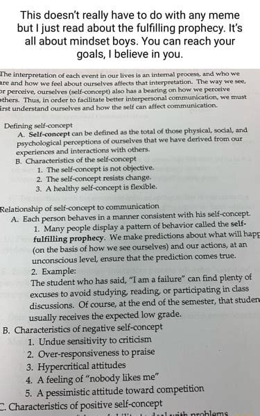 This Doesnt Really Have To Do With Any Meme But I Just Read About The Fulfilling Prophecy Its