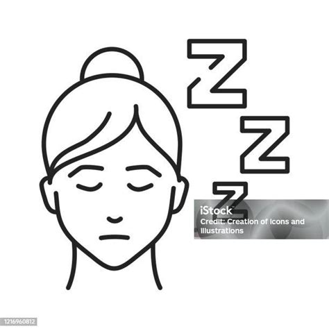 졸음 검은 선 아이콘입니다 독감 증상 수면에 대한 강한 욕망의 상태 또는 비정상적으로 긴 기간 동안 자고 웹 페이지 모바일 앱 프로모션에 대한 픽토그램 Ui Ux Gui