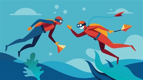 Premium Vector The Tension Is High As Two Divers Face Off In A Race