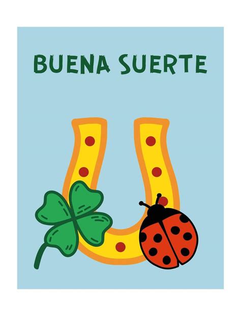 Buena Suerte Good Luck In Spanish Postcard Template With Ladybug
