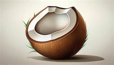 A Drawing Of A Coconut With A Picture Of A Coconut On It Premium AI Generated Image
