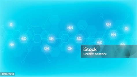 화학 식 및 분자 구조와 부드러운 파란색 배경에 추상 화학 패턴 과학 및 혁신 기술에 대한 개념과 아이디어가있는 템플릿 디자인 Dna에 대한 스톡 벡터 아트 및 기타 이미지