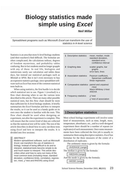 Pdf Biology Statistics Made Simple Using Excel Dokumen Tips