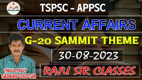 Current Affairs 30 08 2023raju Sir Classestspscappscgroup2