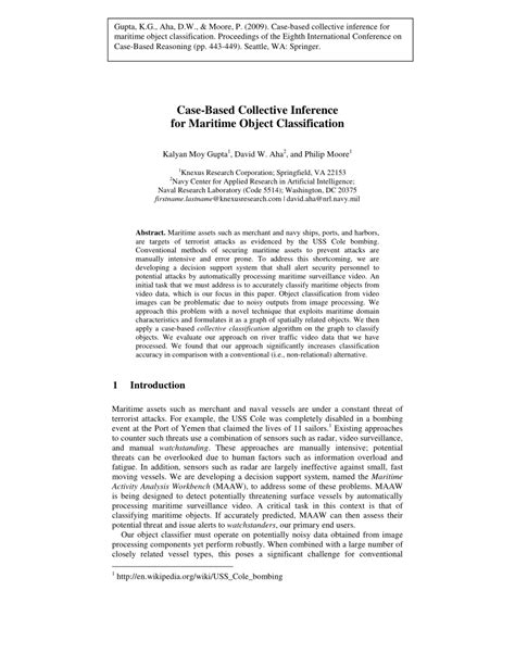 Pdf Case Based Collective Inference For Maritime Object Classification