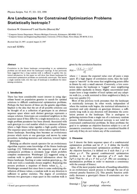 Pdf Are Landscapes For Constrained Optimization Problems Statistically Isotropic