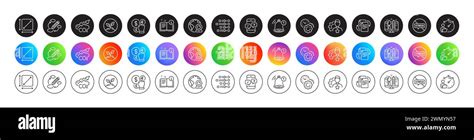 Square Area Phone Survey And Creative Design Line Icons For Web App Printing Round Icon