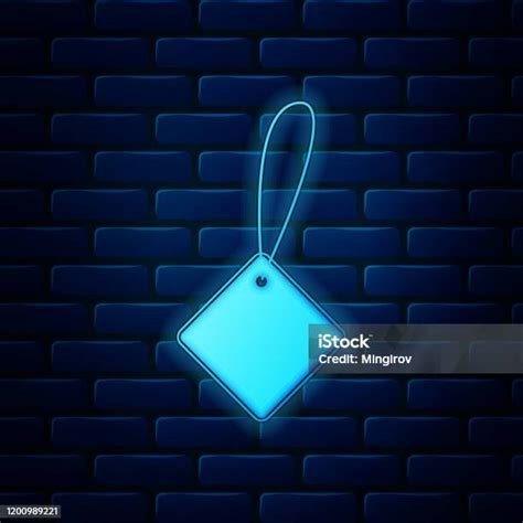 빛나는 네온 빈 레이블 템플릿 가격 태그 아이콘 벽돌 벽 배경에 격리 빈 쇼핑 할인 스티커 템플릿 할인 배너입니다 벡터 일러스트레이션 가격에 대한 스톡 벡터 아트 및 기타