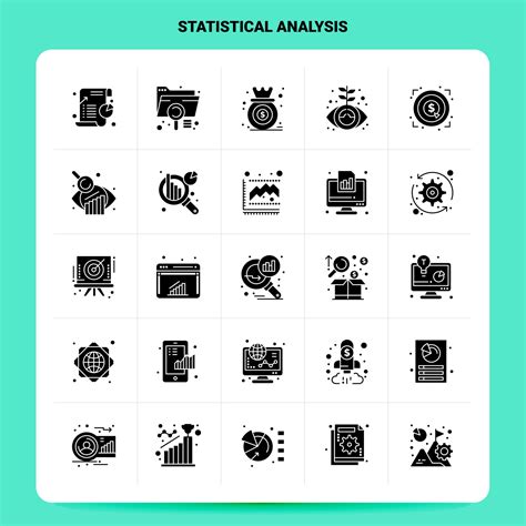 Solid 25 Statistical Analysis Icon Set Vector Glyph Style Design Black