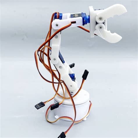 6dof 3d printing white six axis robotic arm diy robot assembly 3d printing product sg90 snam7600