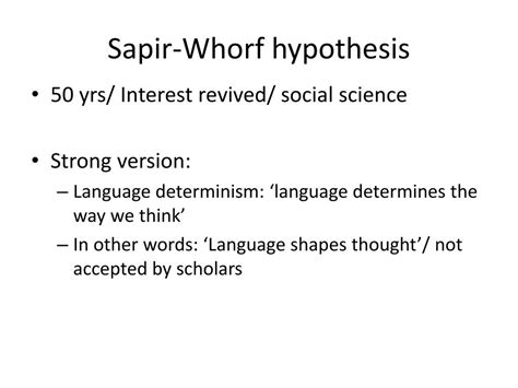 Ppt Defining ‘culture Linguistic Relativity Sapir Whorf Hypothesis Powerpoint Presentation