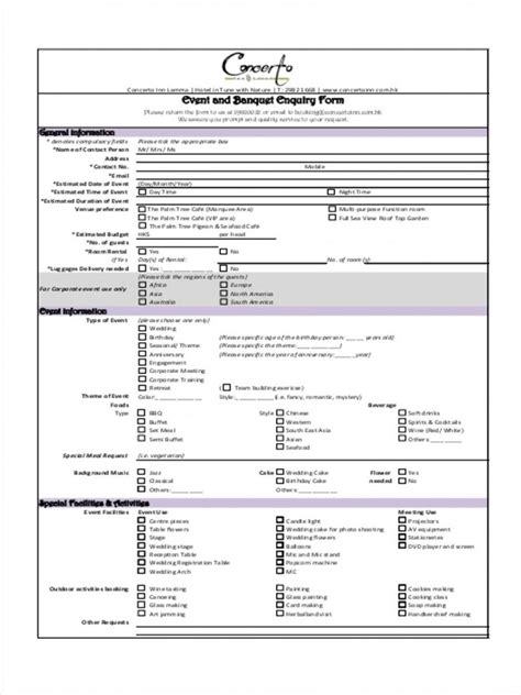 Sample Free 6 Event Inquiry Forms In Pdf Sales Enquiry Form Template Sample Minasinternational