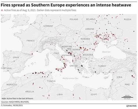 Fires Spread As Southern Europe Experiences An Maps On The Web
