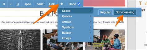 Easy Way To Add Non Breaking Space In Visual Editor Editing Pinegrow Community Forum