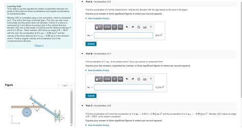 Solved Part A Acceleration Of A Find The Acceleration Of A Chegg Com