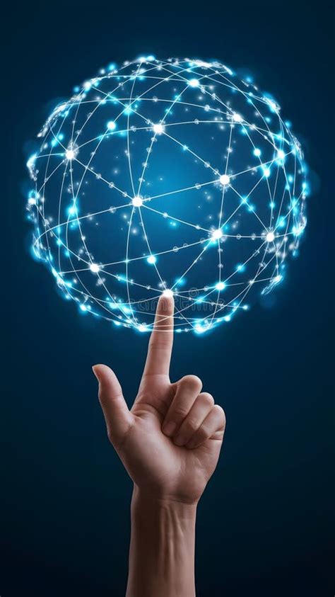 Hand Pointing Up With Constellation Of Dots Symbolizing Complex Digital Connectivity Stock