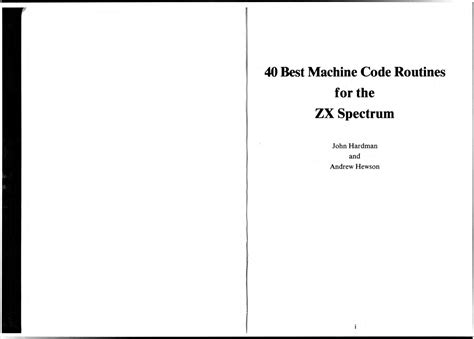 40 Best Machine Code Routines For The Zx Spectrum