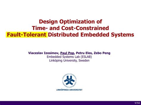 Ppt Design Optimization Of Time And Cost Constrained Fault Tolerant