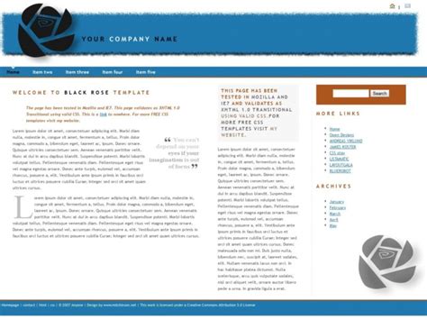 Html Css Templates For Free Black Rose Free Html Templates Free Css Templates And More