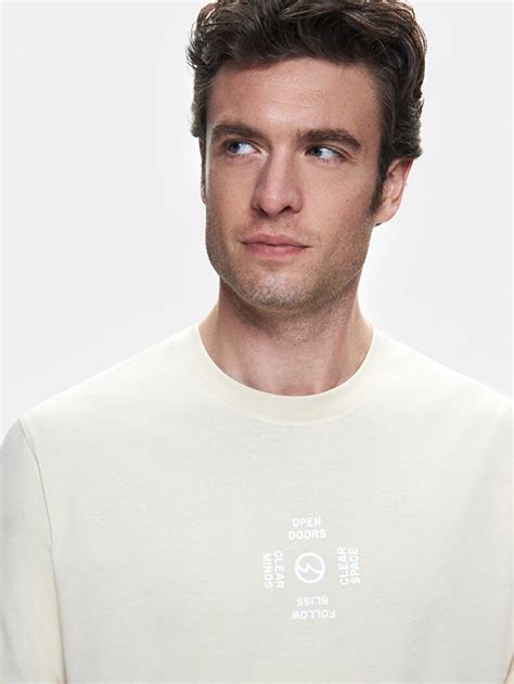 Sıfır Yaka Kısa Kollu Regular Bej T Shırt T Shirt Üst Giyim Erkek