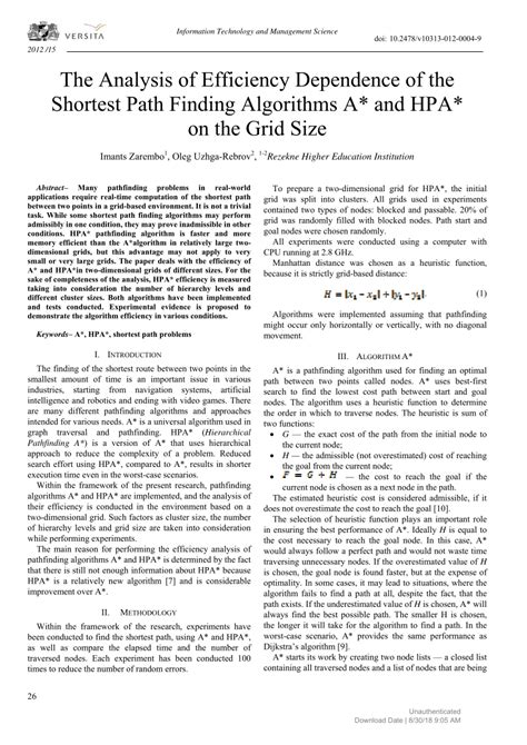 Pdf The Analysis Of Efficiency Dependence Of The Shortest Path