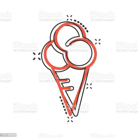 만화 스타일의 아이스크림 아이콘입니다 흰색 고립 된 배경에 순대 만화 벡터 그림입니다 소르베 디저트 스플래시 효과 비즈니스 컨셉 과일에 대한 스톡 벡터 아트 및 기타 이미지