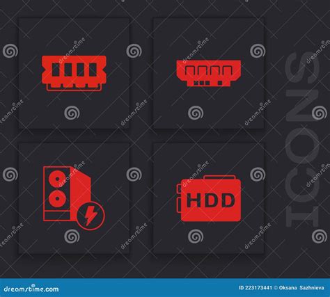 set hard disk drive hdd ram random access memory and case of