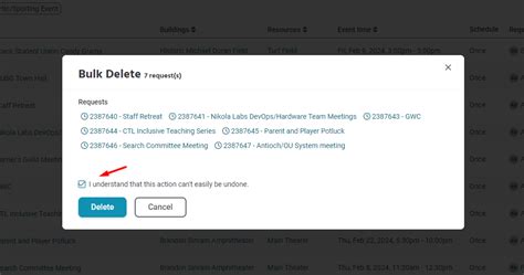 Bulk Delete Schedule Requests And Occurrences Help Center Facilities Management Express