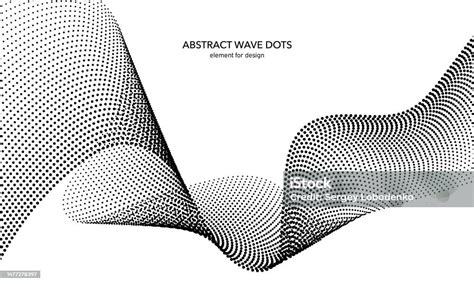 디자인을 위한 추상 웨이브 점선 요소 예술 배경에 점이 있는 양식화된 선 파도는 선 점으로 다양합니다 디지털 주파수 트랙