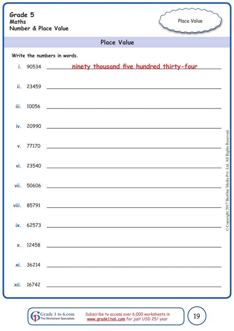 Writing Numbers In Words Worksheet Place Value Artofit