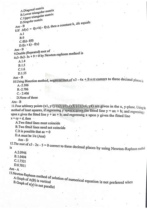 SOLUTION Numerical Differentiation MCQ With Answer Key Studypool