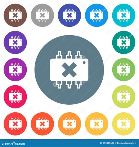 Hardware Failure Flat White Icons On Round Color Backgrounds Stock Vector Illustration Of