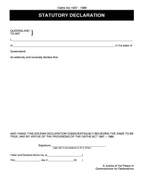 Printable Statutory Declaration Form Qld Templates Fillable Samples In PDF Word To