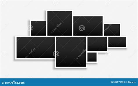 Blank Image Frame Grid Collage Mockup Template Stock Illustration