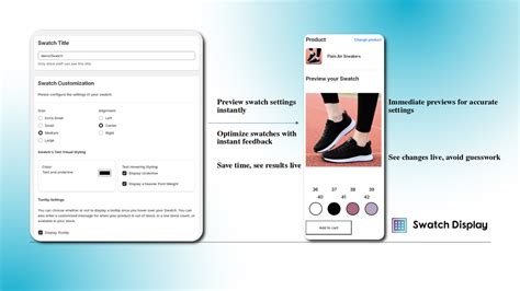 Swatchdisplay Color Size Cart Show Variant Option As Text Or Colored Swatch And Add