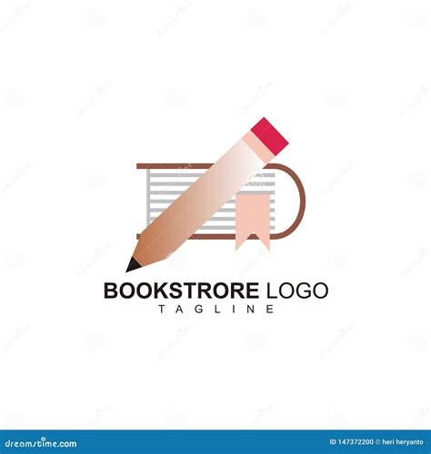 the simple bookstore logo with little pencil design stock vector illustration of store logo